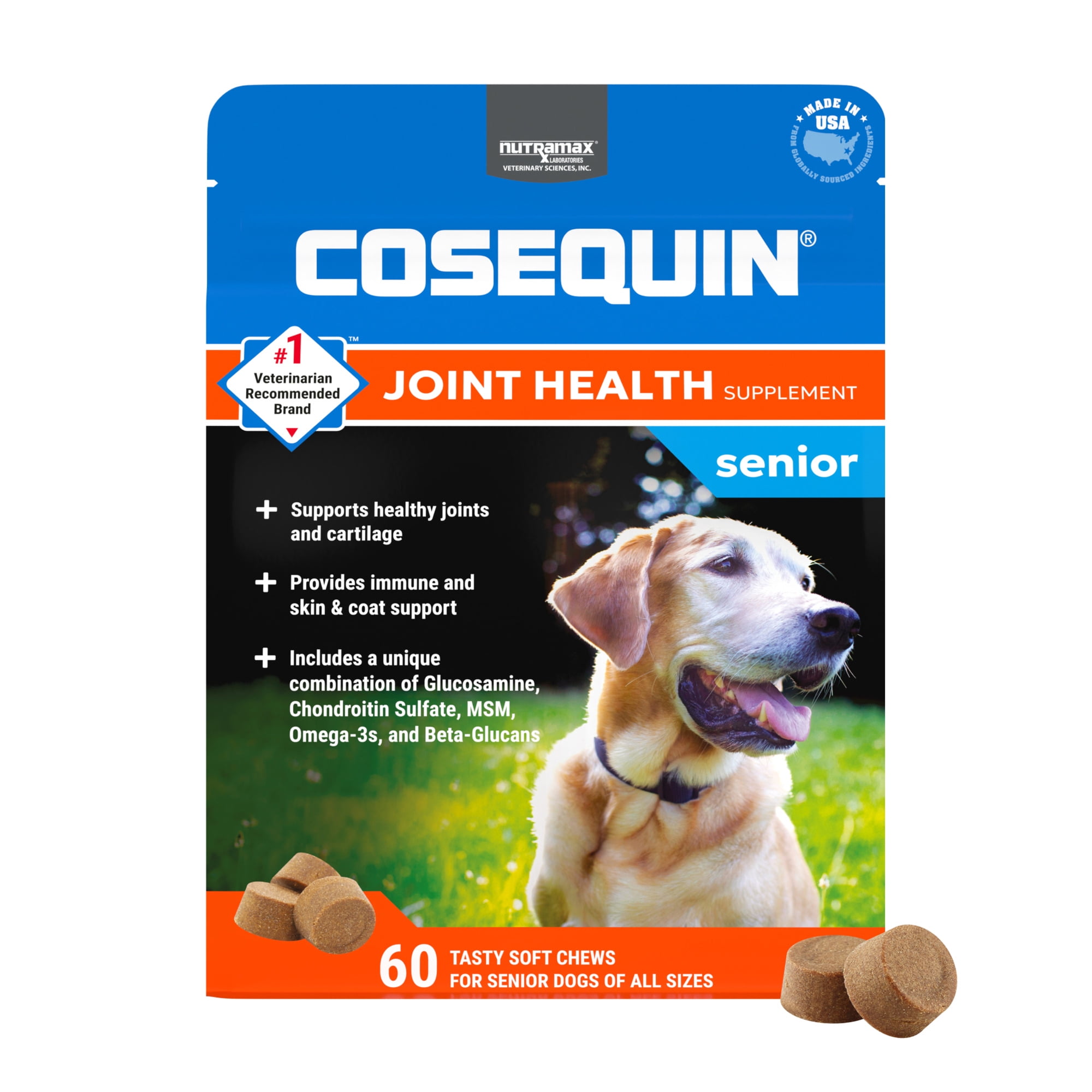 Nutramax Cosequin Senior Dog Joint Support Soft Chews 60 Count with Glucosamine MSM - Walmart.com