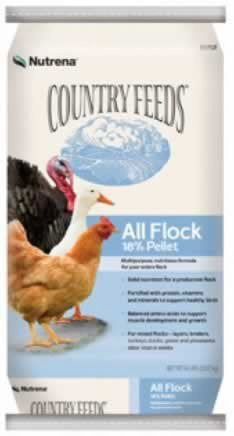Nutrena Country Feeds All Flock 18% Pelletized Chicken Feed 50 Pounds ...