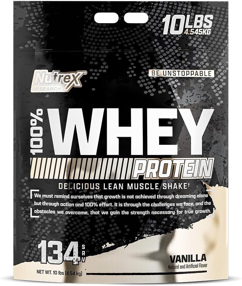 Nutrex 100% Whey Protein Powder, Vanilla, 24g Lean Muscle Protein, 10 ...