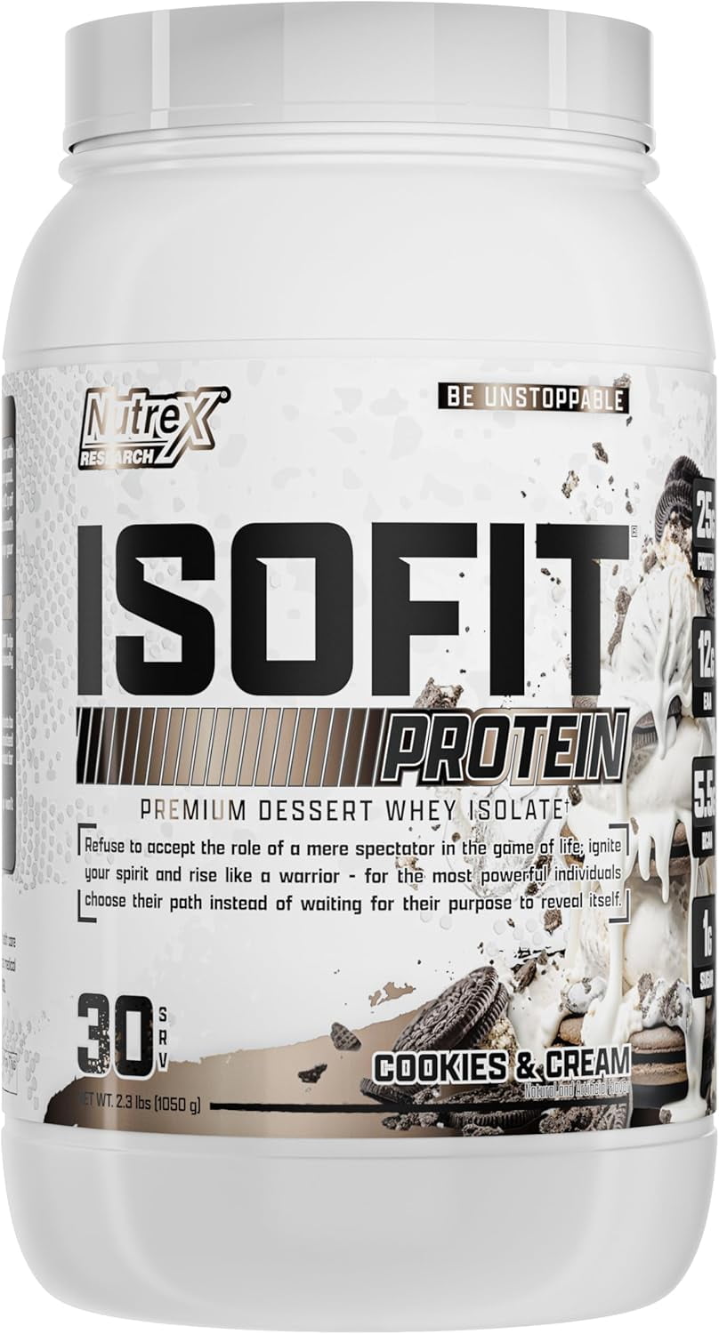 Nutrex Research IsoFit Cookies & Cream Whey Isolate Protein Powder 100% ...