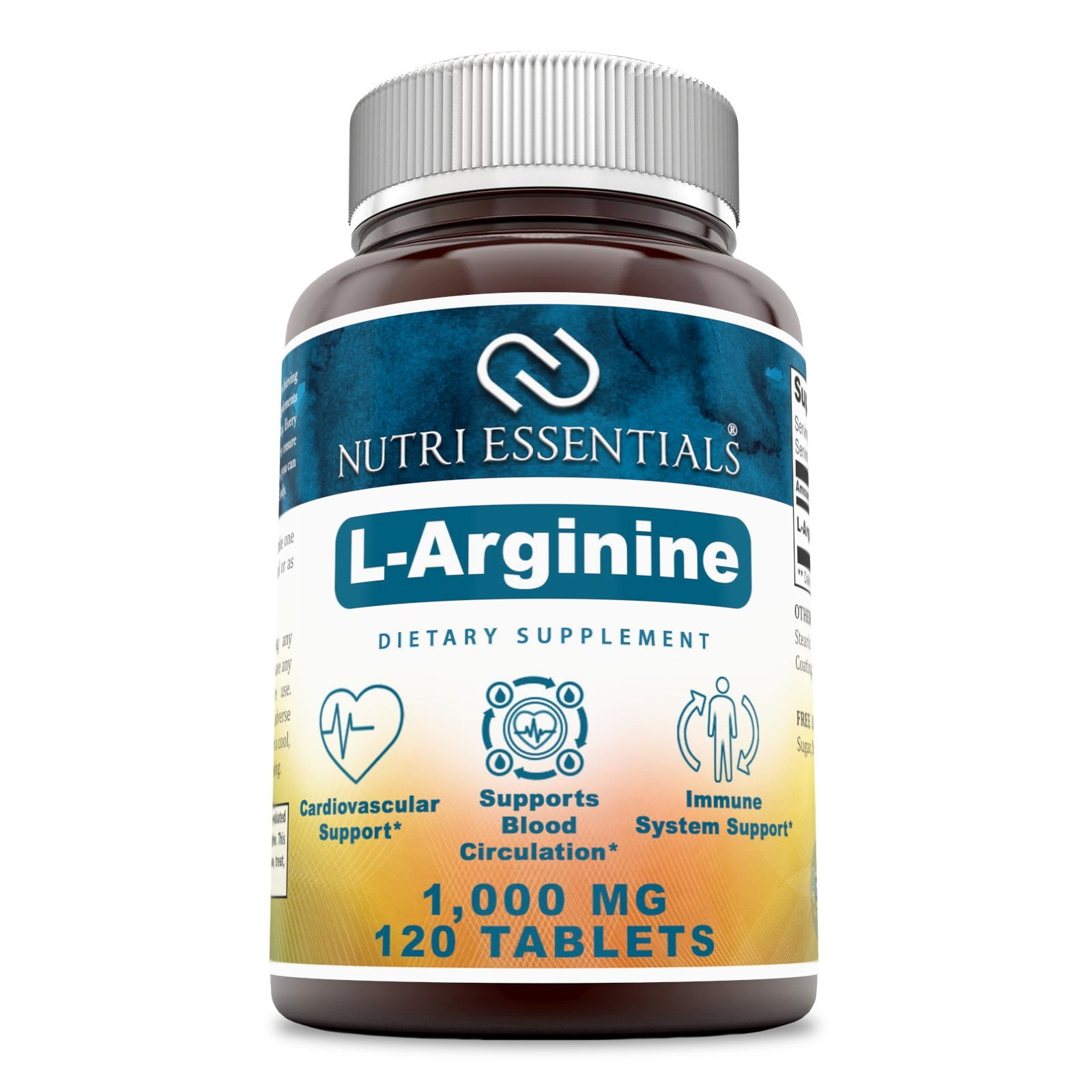 Nutri Essentials, L-Arginine Dietary Supplement, 1000 Mg, 120 Tablets ...