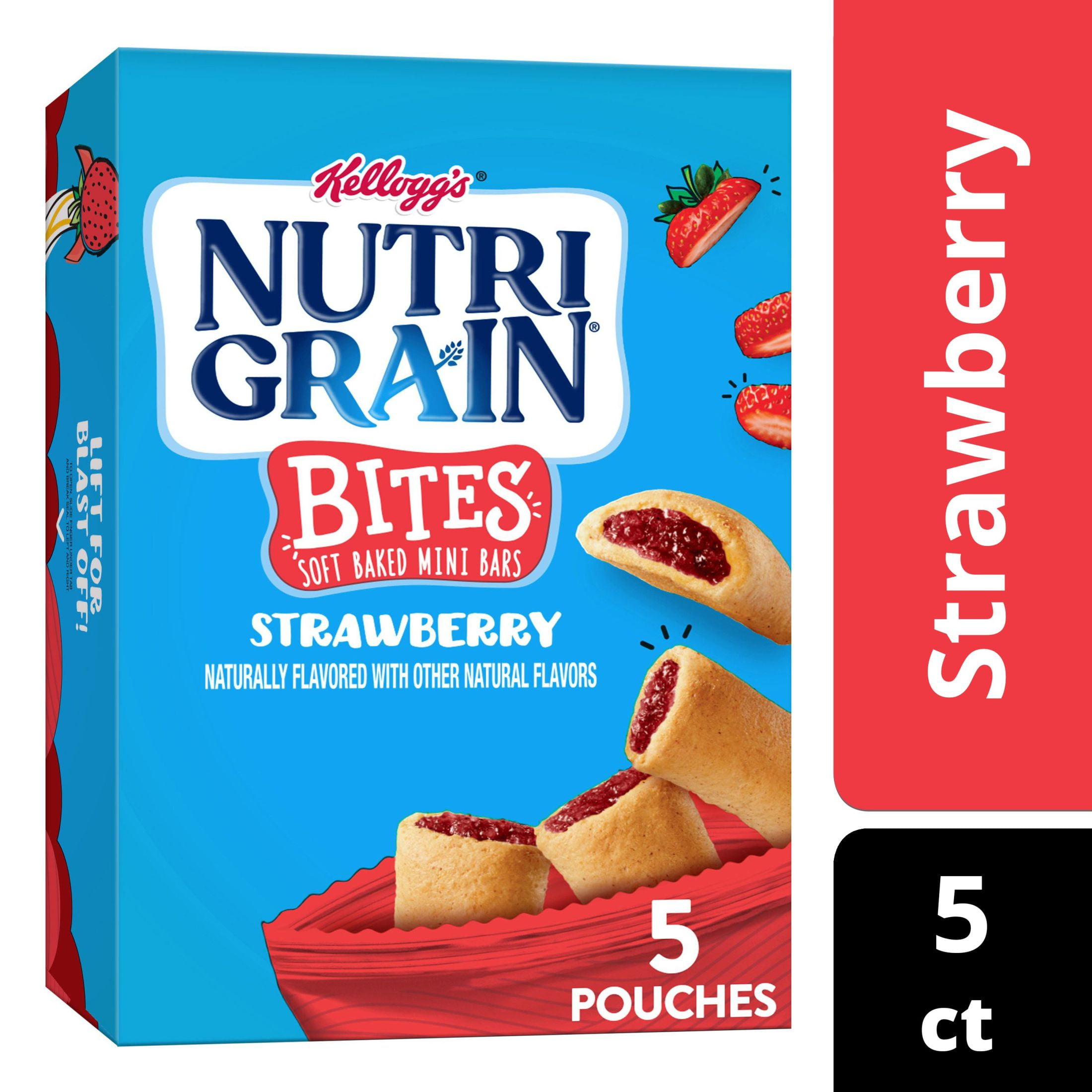 Nutri-Grain Bites Strawberry Chewy Soft Baked Mini Bars, 6.5 oz, 5 ...