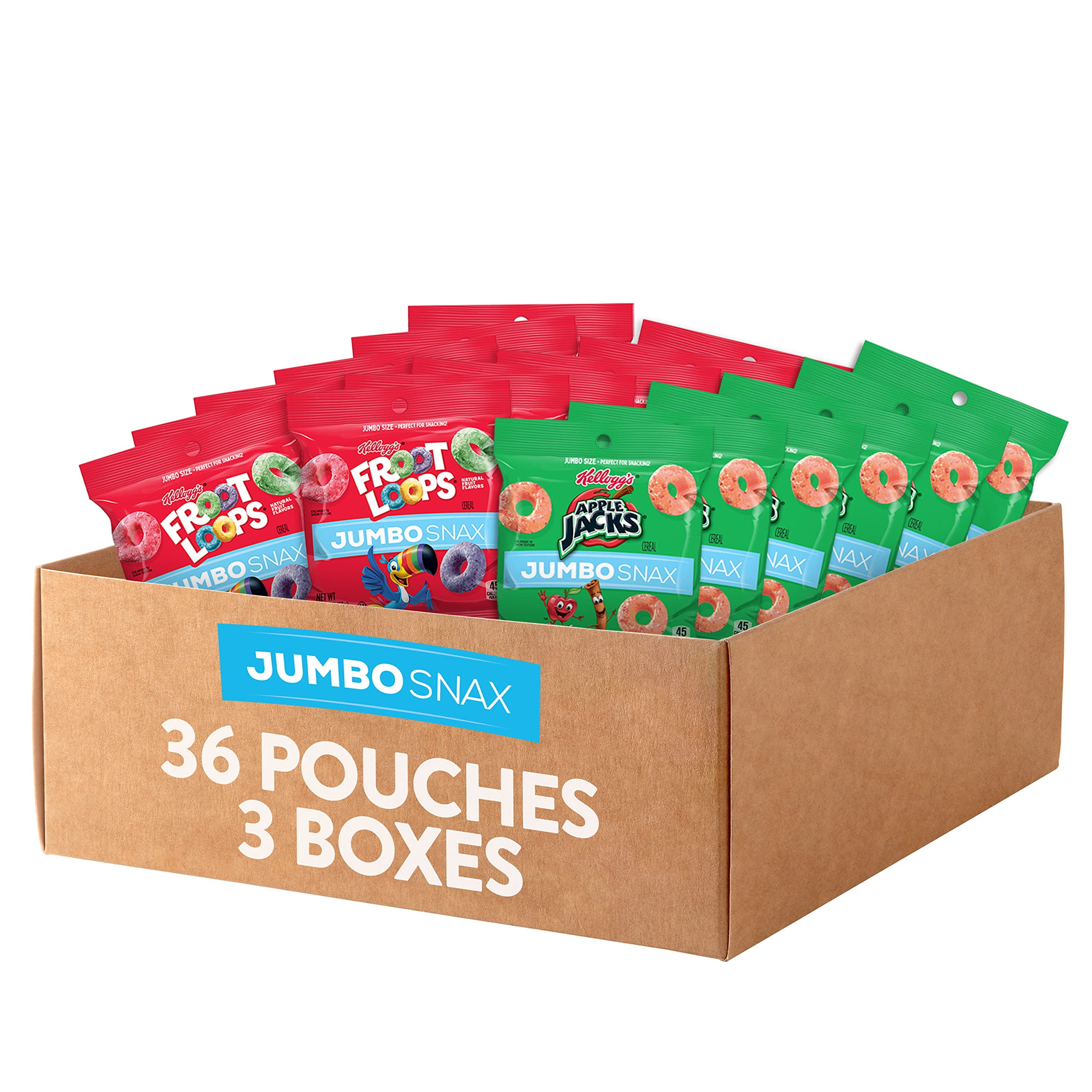 Kellogg's Jumbo Snax Cereal Snacks, Lunch Box Snacks, Variety Pack (36 ...