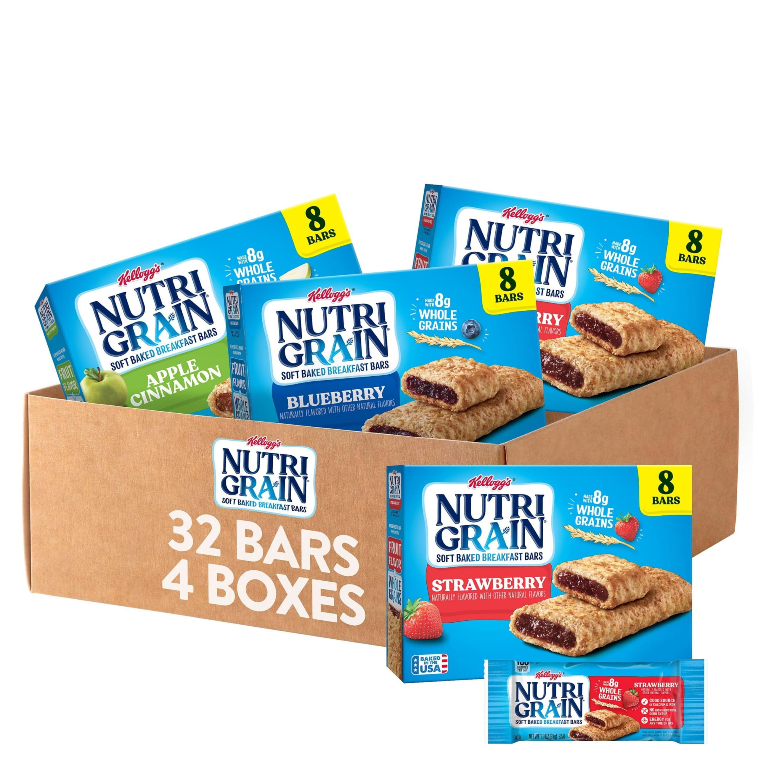 Nutri-Grain Soft Baked Breakfast RRF12 Bars, Kids Snacks, Whole Grain ...