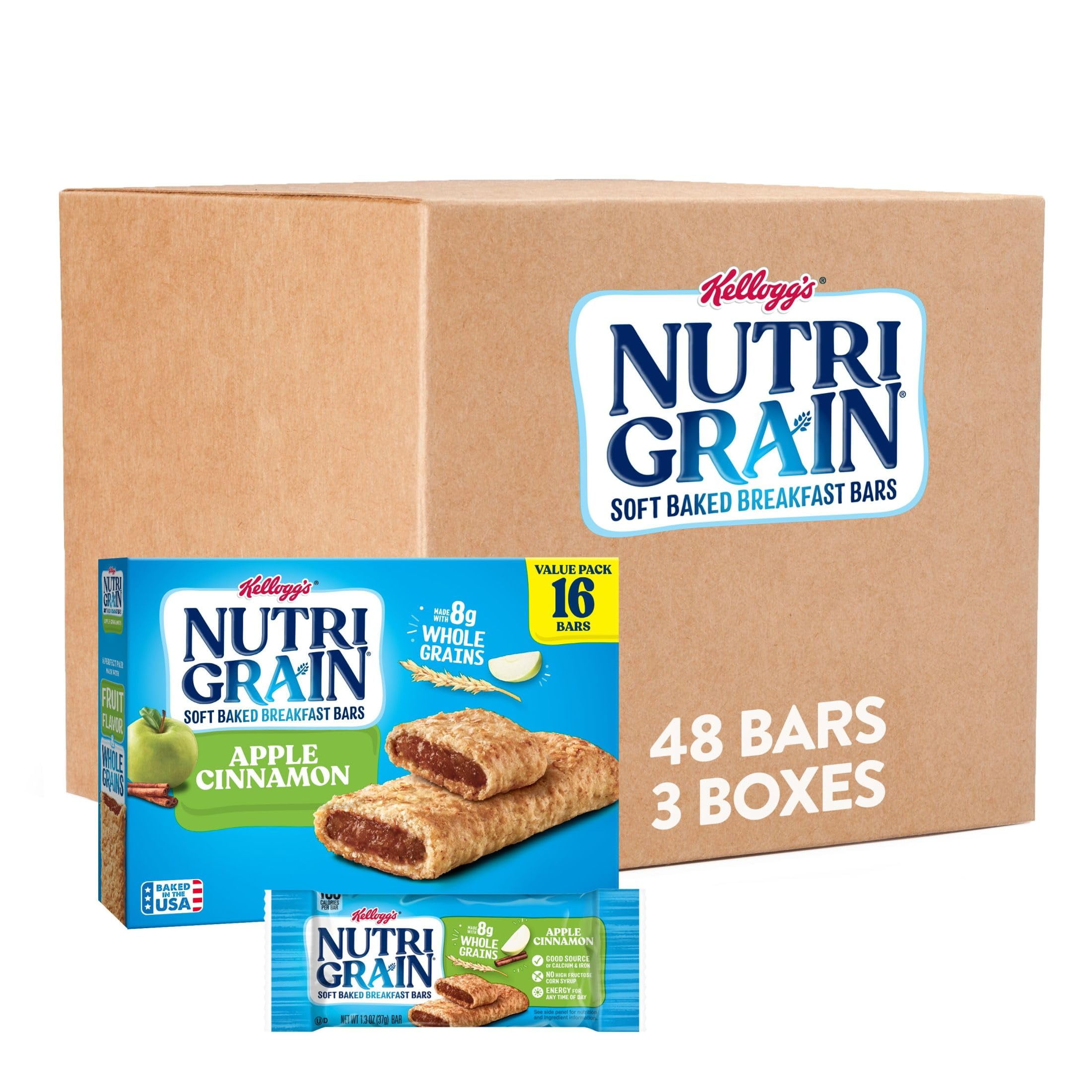 Nutri-Grain Soft Baked Breakfast STF9 Bars, Made with Whole Grains, Kids Snacks, Value Pack ...