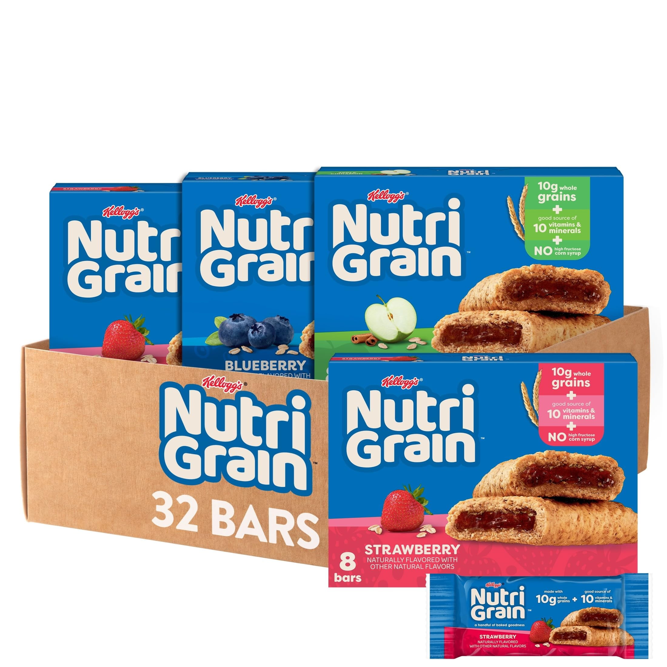 Nutri-Grain Soft Baked Breakfast AKF18 Bars, Kids Snacks, Whole Grain ...
