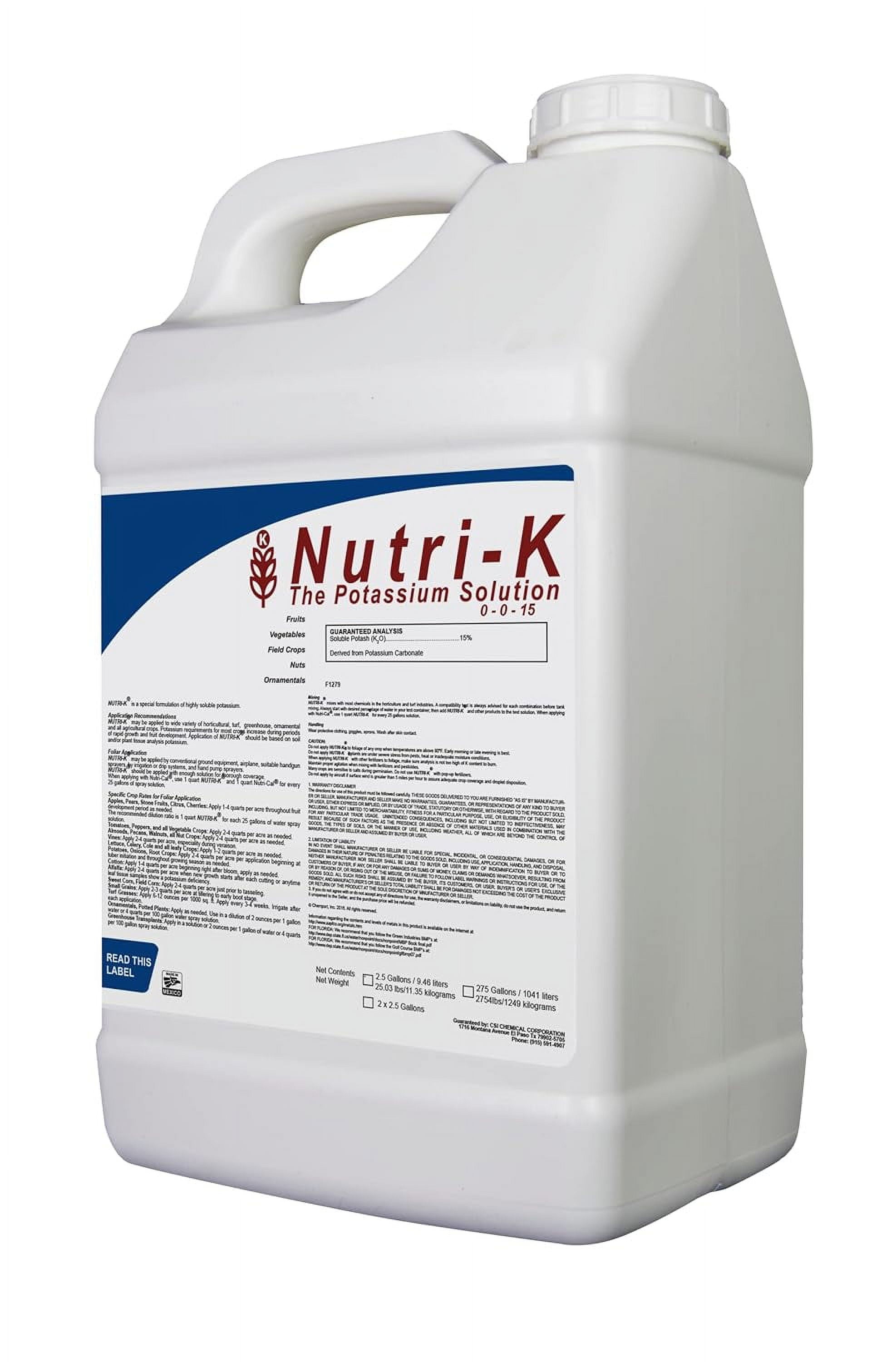 Nutri K - Potassium Solution for Plants - Liquid Supplement with Rapid ...