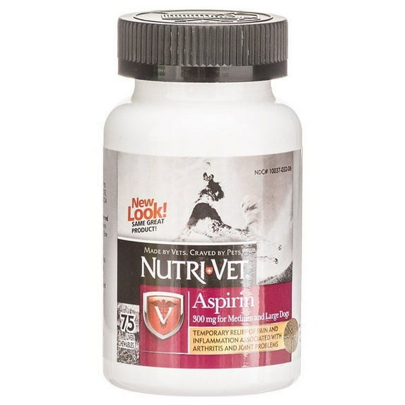Nutri-Vet Aspirin for Large Dogs, Health Aids - 75 Count (300 mg) - Walmart.com