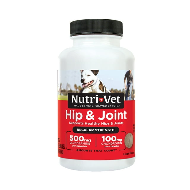 Nutri-Vet Hip and Joint Care Chewables for Dogs, Regular Strength, 75 ...