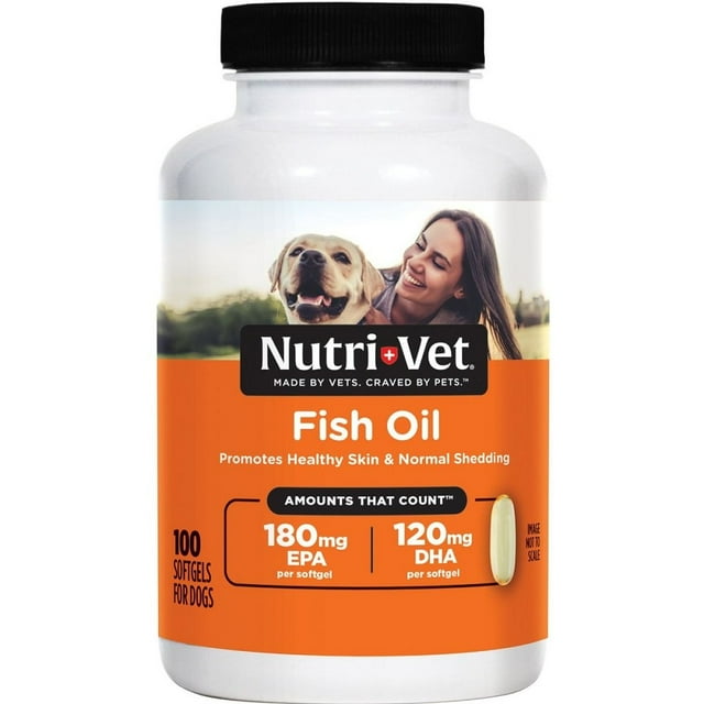 Nutri-Vet Omega-3 Fish Oil Supplement Softgels for Dogs: Enhance Pet's ...