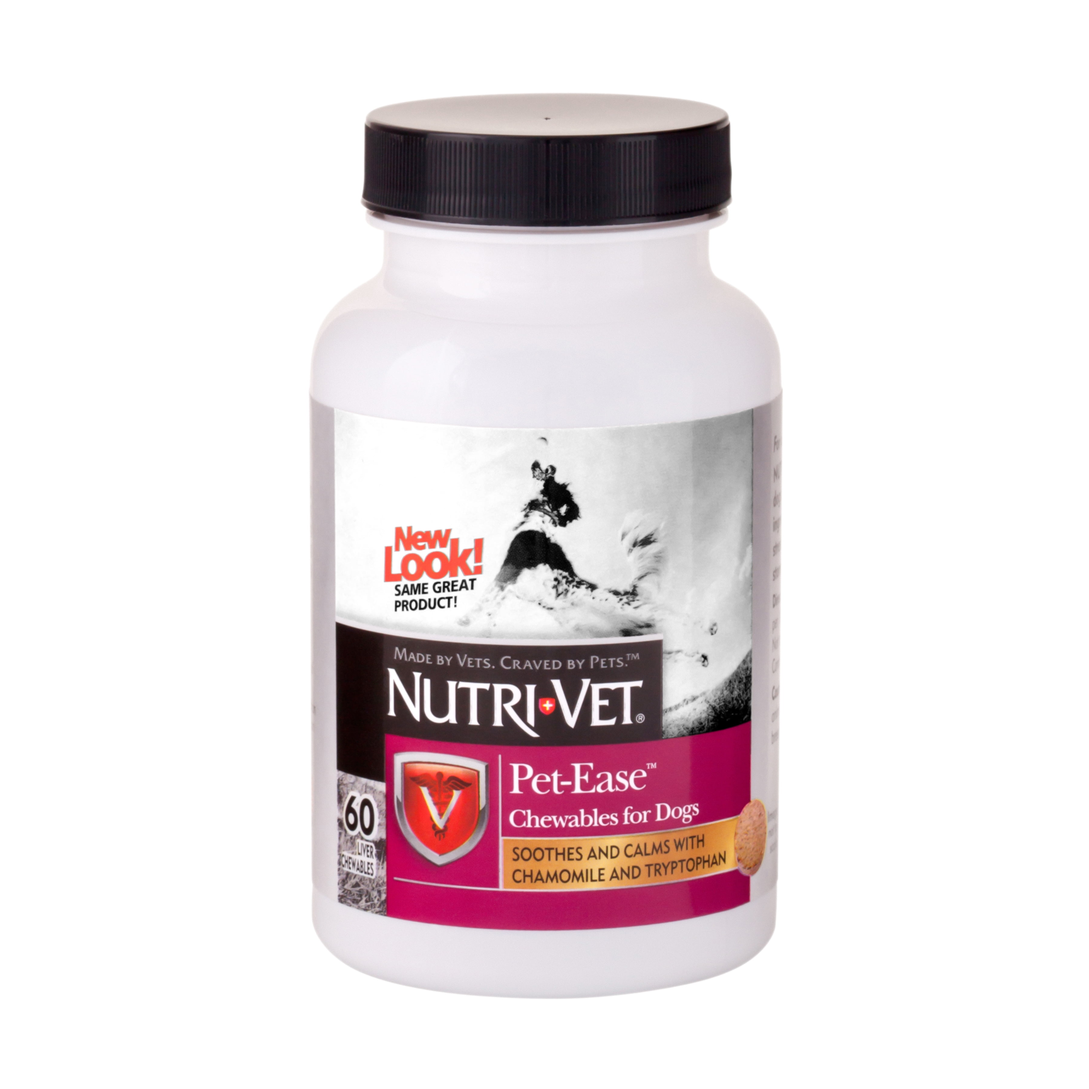 Nutri-Vet Pet-Ease Calming Chewable Supplements for Dogs, 60 Count ...