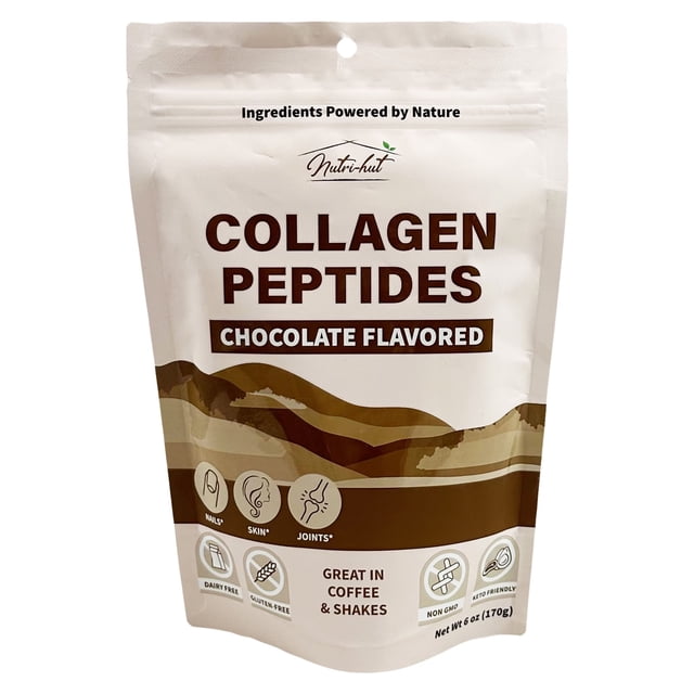 Nutri-hut Collagen Peptides Supplement Powder, Chocolate Flavored, 6 oz ...