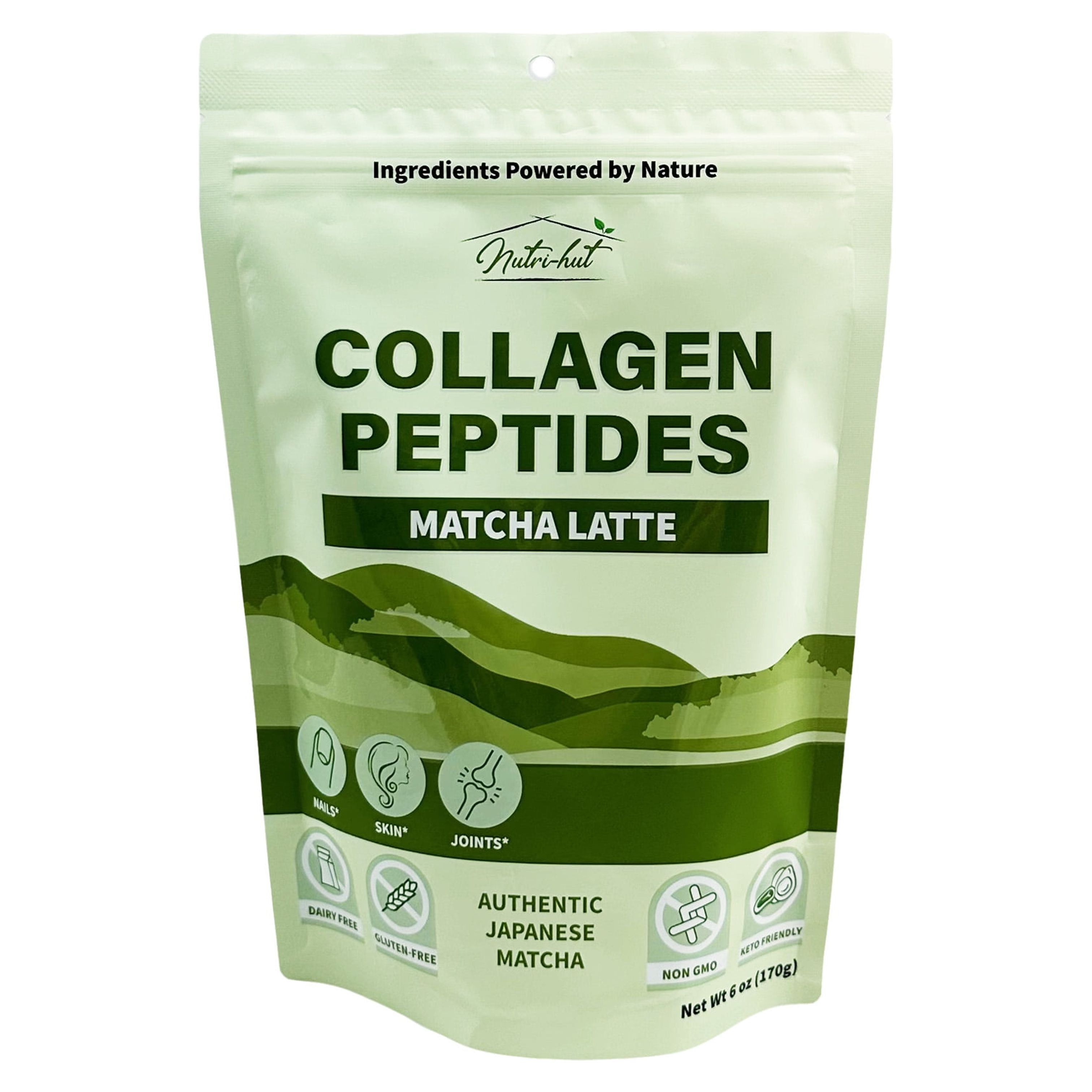 Nutri-hut Collagen Peptides Supplement Powder, Matcha Latte Flavored, 6 ...