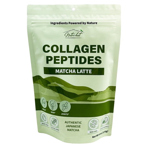 Nutri-hut Collagen Peptides Supplement Powder, Matcha Latte Flavored, 6 ...
