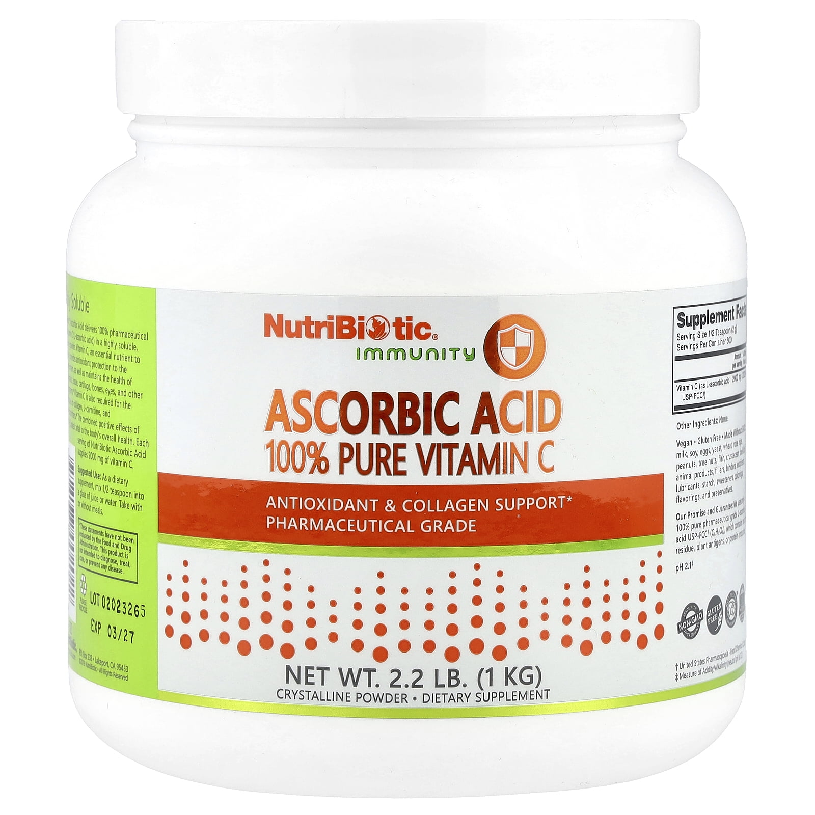 NutriBiotic Ascorbic Acid Vitamin C Powder, 2.2 Pound - Walmart.com