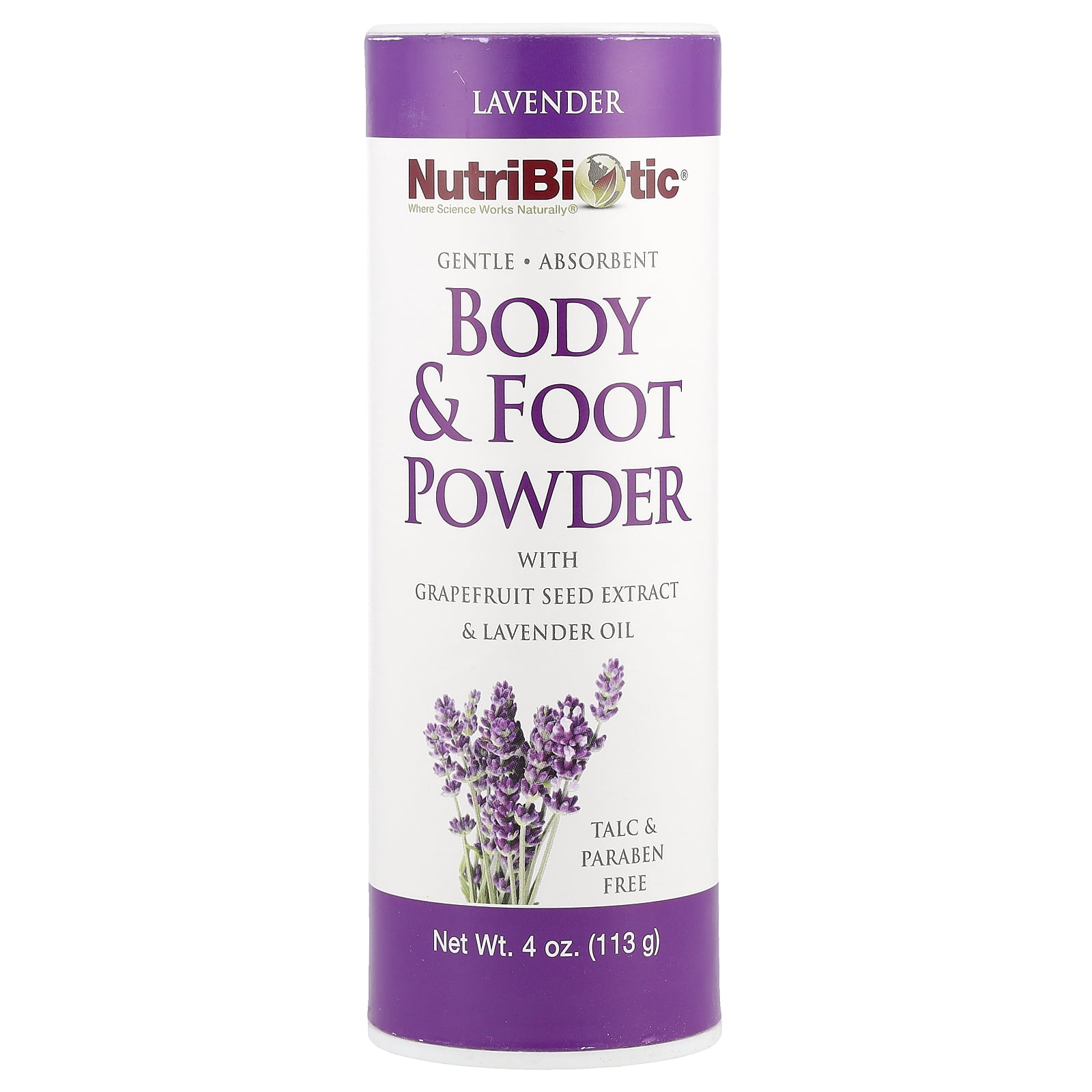 NutriBiotic Body & Foot Powder with GSE & Lavender Essential Oil, 4 Oz ...