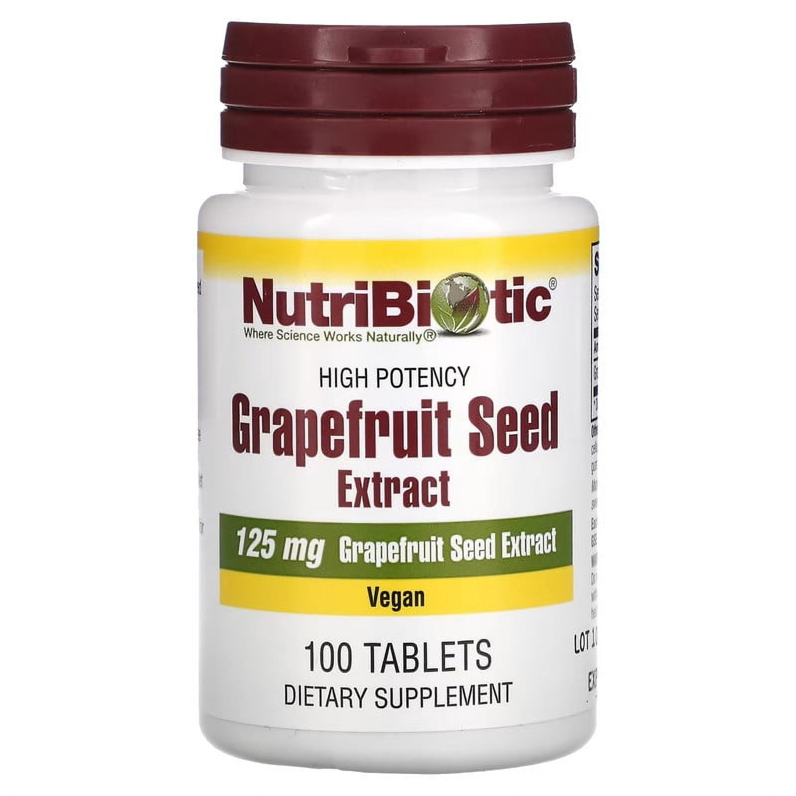 NutriBiotic 100 Count Health Supplement, 125 Mg Grapefruit Seed Extract ...