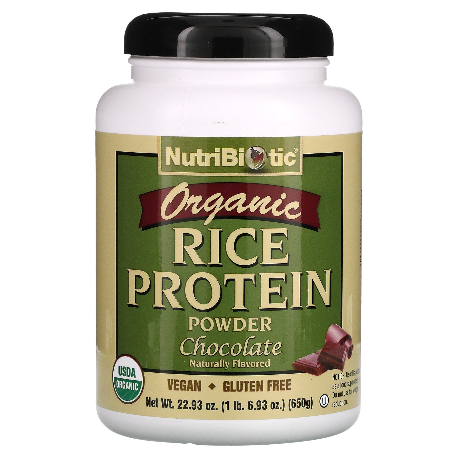 NutriBiotic Organic Rice Protein Powder, Chocolate, 1 lb 6.93 oz (650 g ...