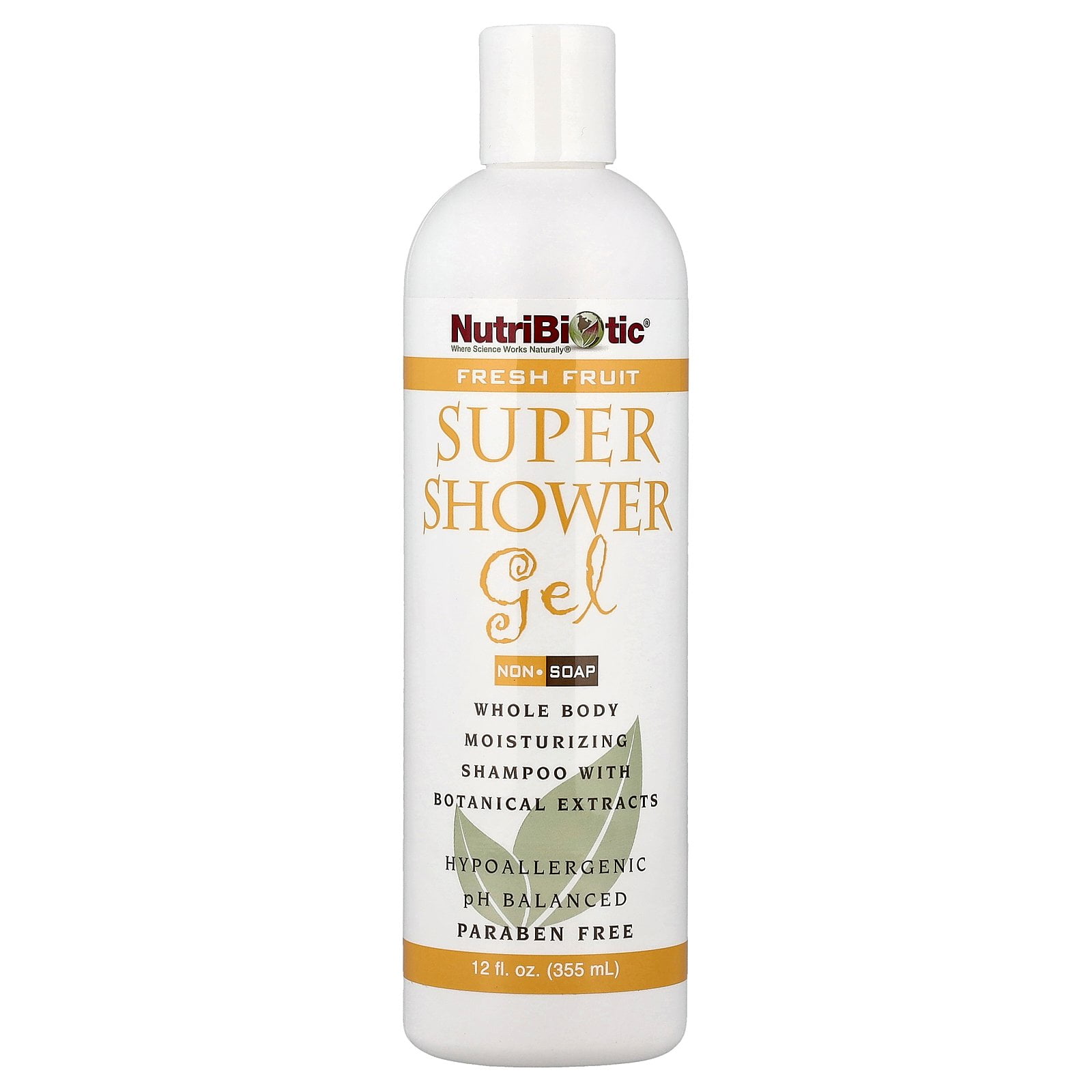 NutriBiotic Super Shower Gel, Non-Soap, Fresh Fruit, 12 fl oz (355 ml ...