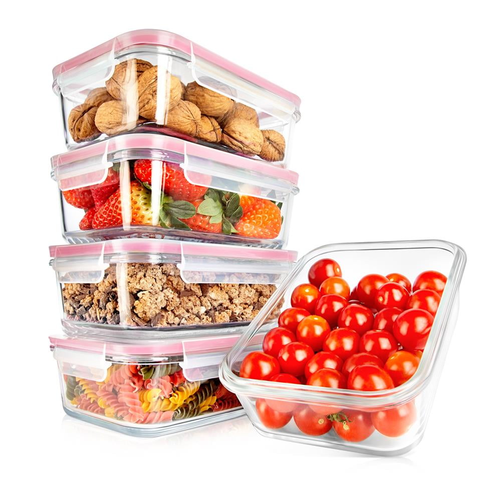 NutriChef Red Glass Airtight Food Storage Containers (10 Count ...