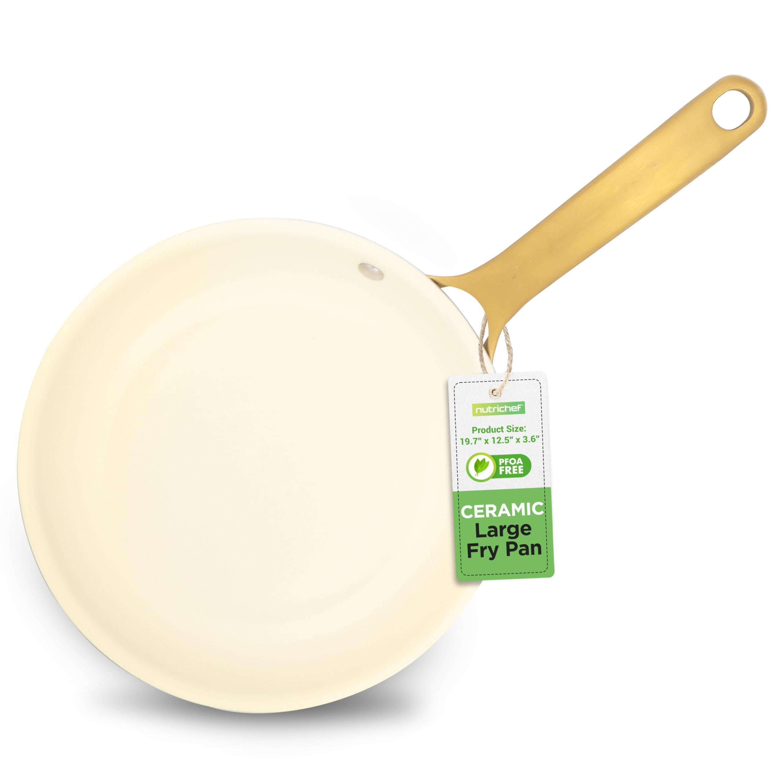 NutriChef 12" Large Ceramic Fry Pan - Non-Stick Ceramic Coated Skillet ...