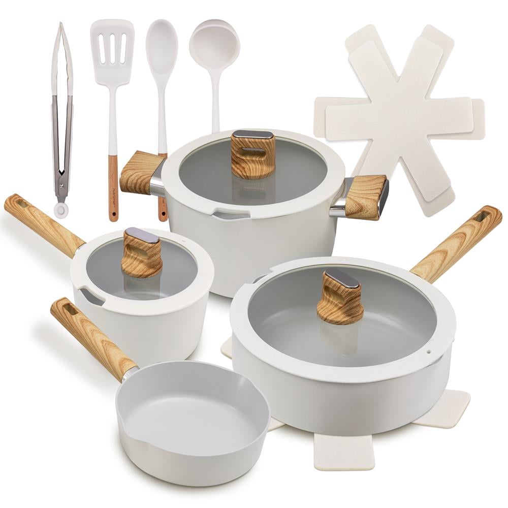 NutriChef 14-Piece Non-Stick Ceramic Cookware Set - Induction Safe Pots ...