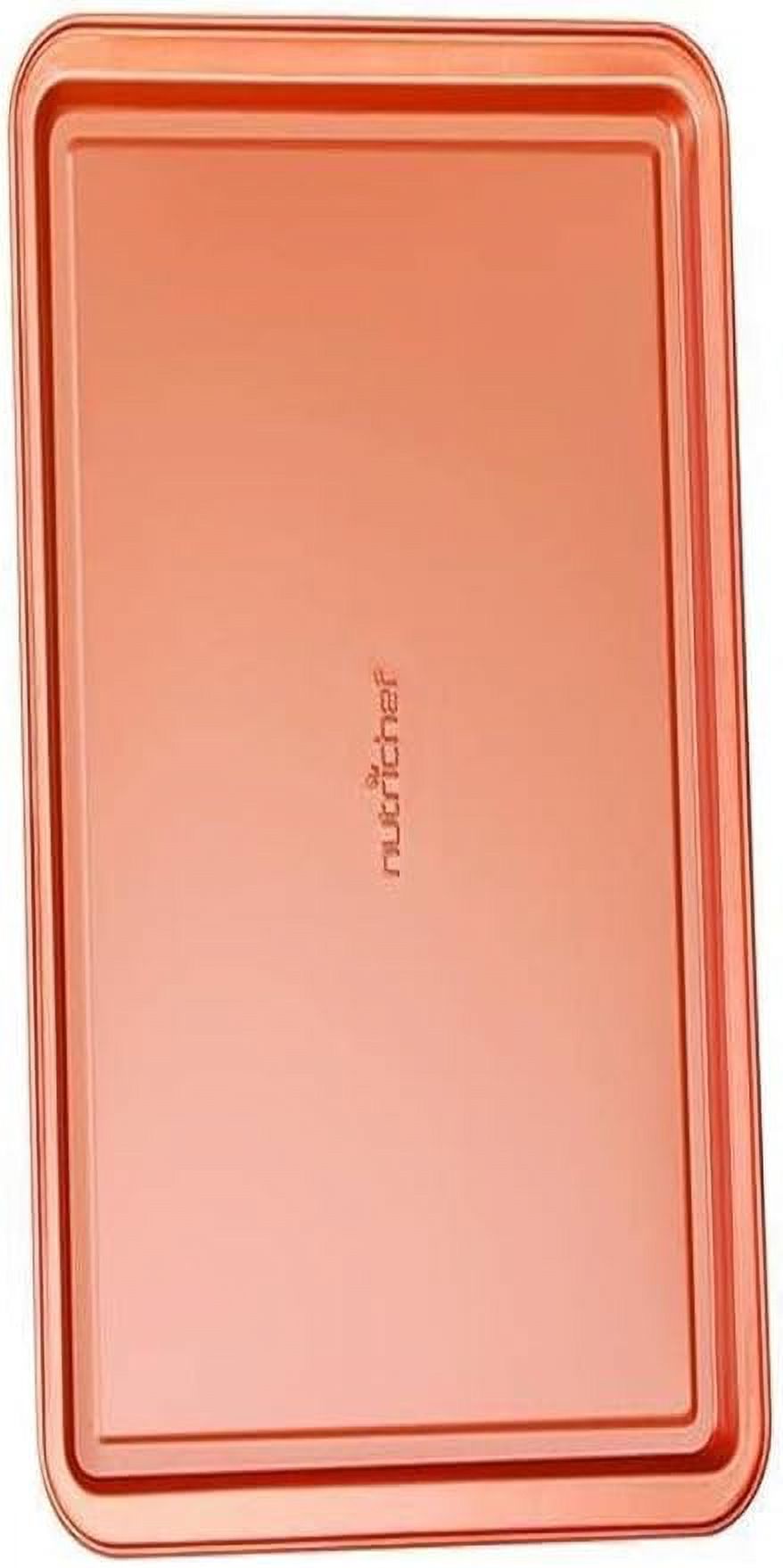 NutriChef 14-inch Copper Cookie Sheet Baking Tray, Non-Stick Coated ...