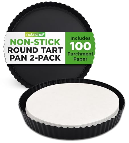 NutriChef 2 Round Tart Pans | 9 Inch Carbon Steel Tart Baking Trays ...