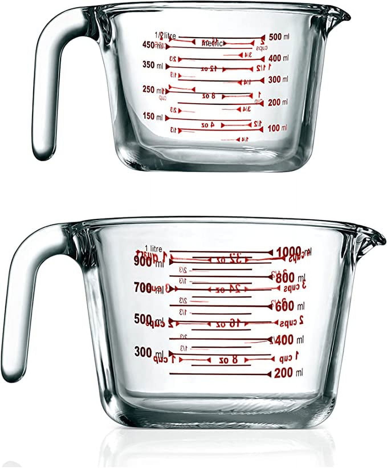 NutriChef 2-Piece Heat Resistant Glass Measuring Cups - Microwave Safe ...