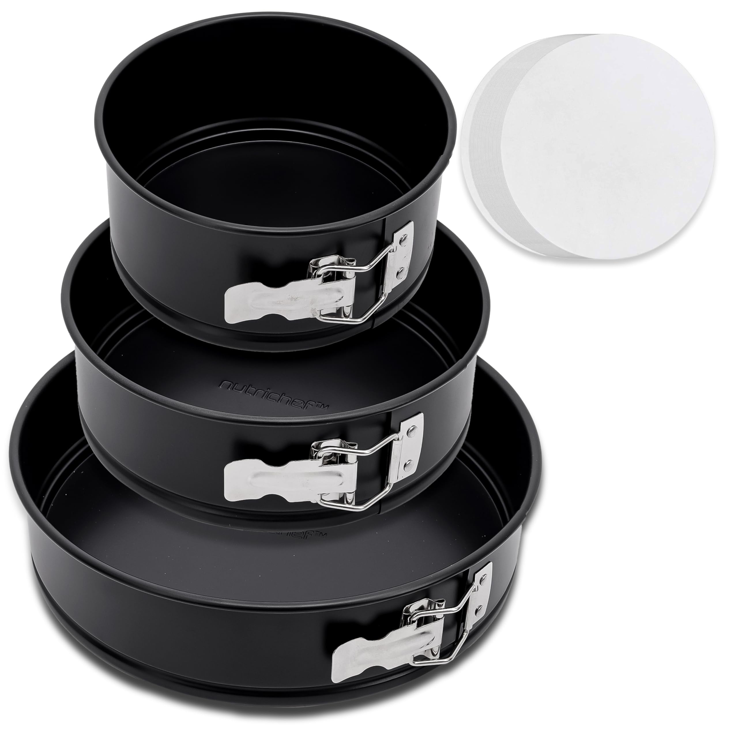 NutriChef 3-Piece Nonstick Springform Pan Set - Premium Carbon Steel ...
