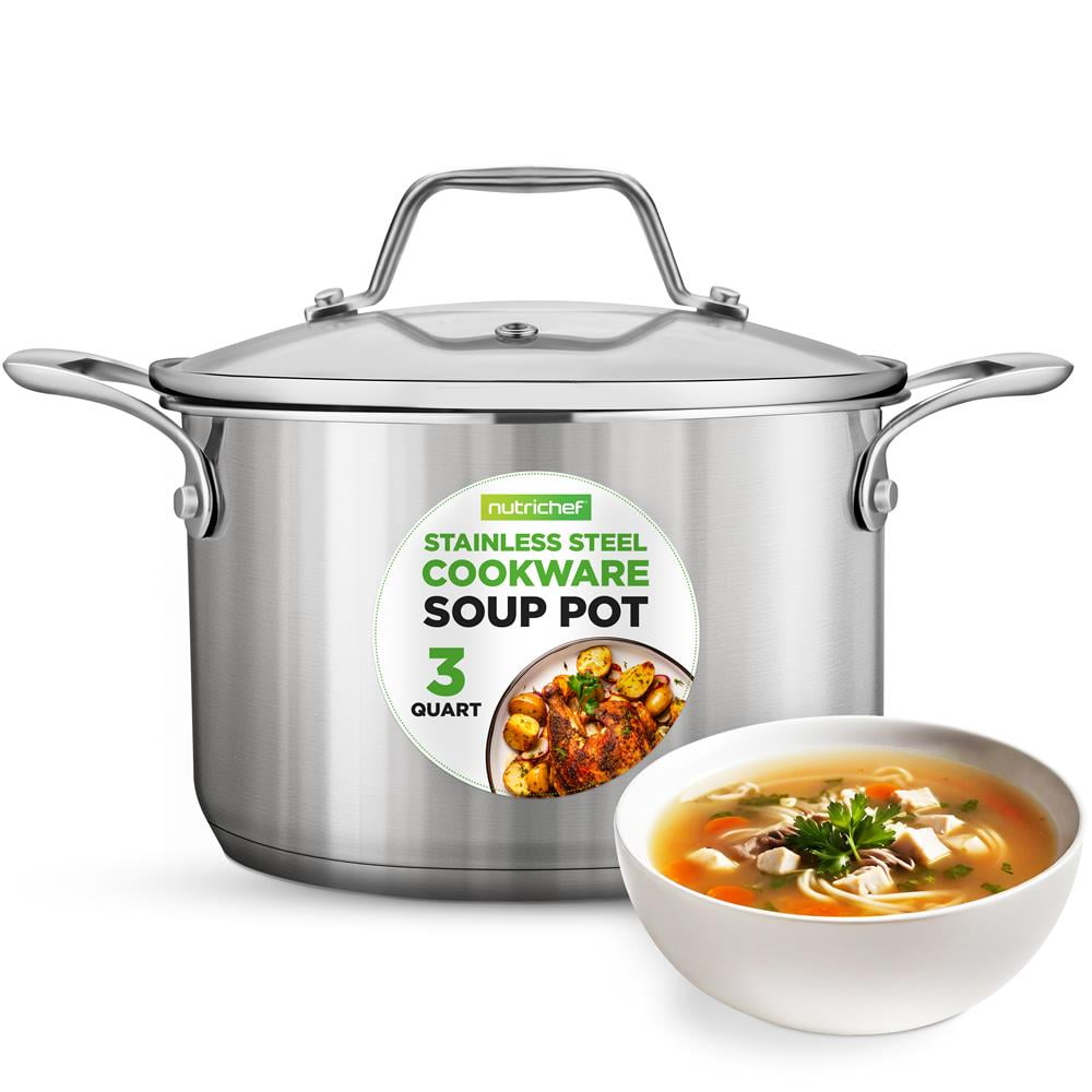 NutriChef 3-Quart Stainless Steel Soup Pot 18/8 Food Grade - Walmart.com