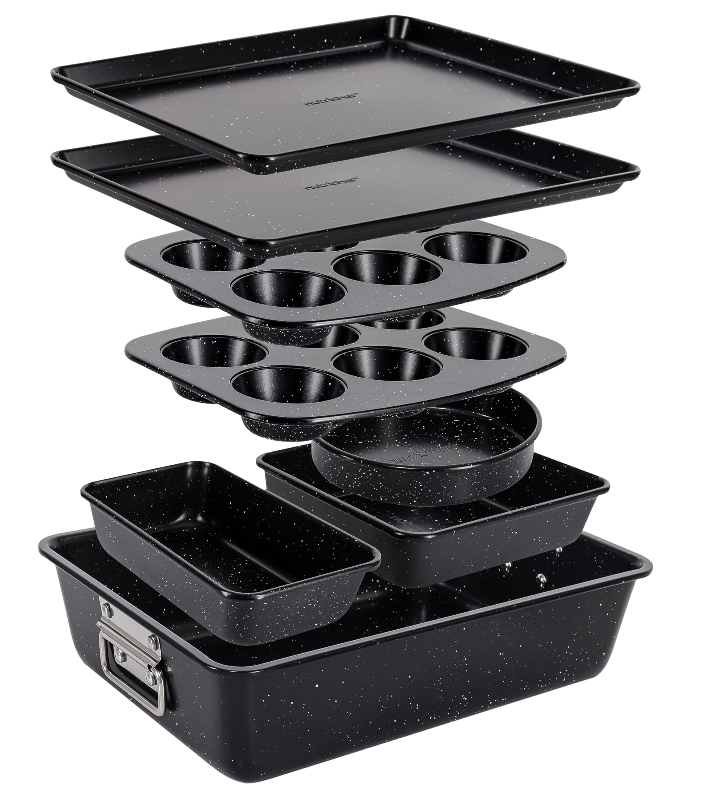NutriChef 8-Piece Stackable Bakeware Set - Carbon Steel Non-Stick ...