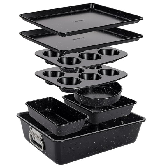 NutriChef 8-Piece Stackable Bakeware Set - Carbon Steel Non-Stick ...