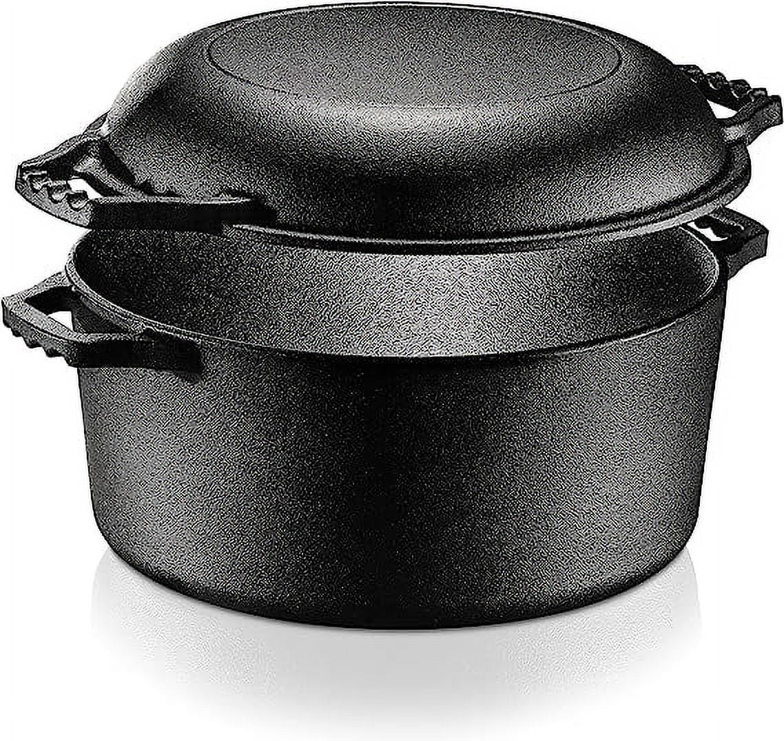 NutriChef Cast Iron Multi Cooker Pre-Seasoned Non-Stick Double Dutch ...