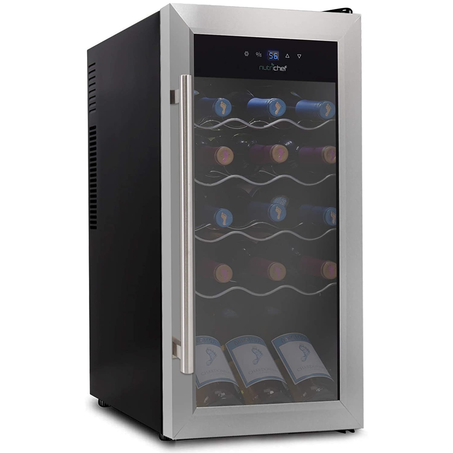 NutriChef Digital Electric 18 Bottle Thermoelectric Wine Chiller Cooler ...