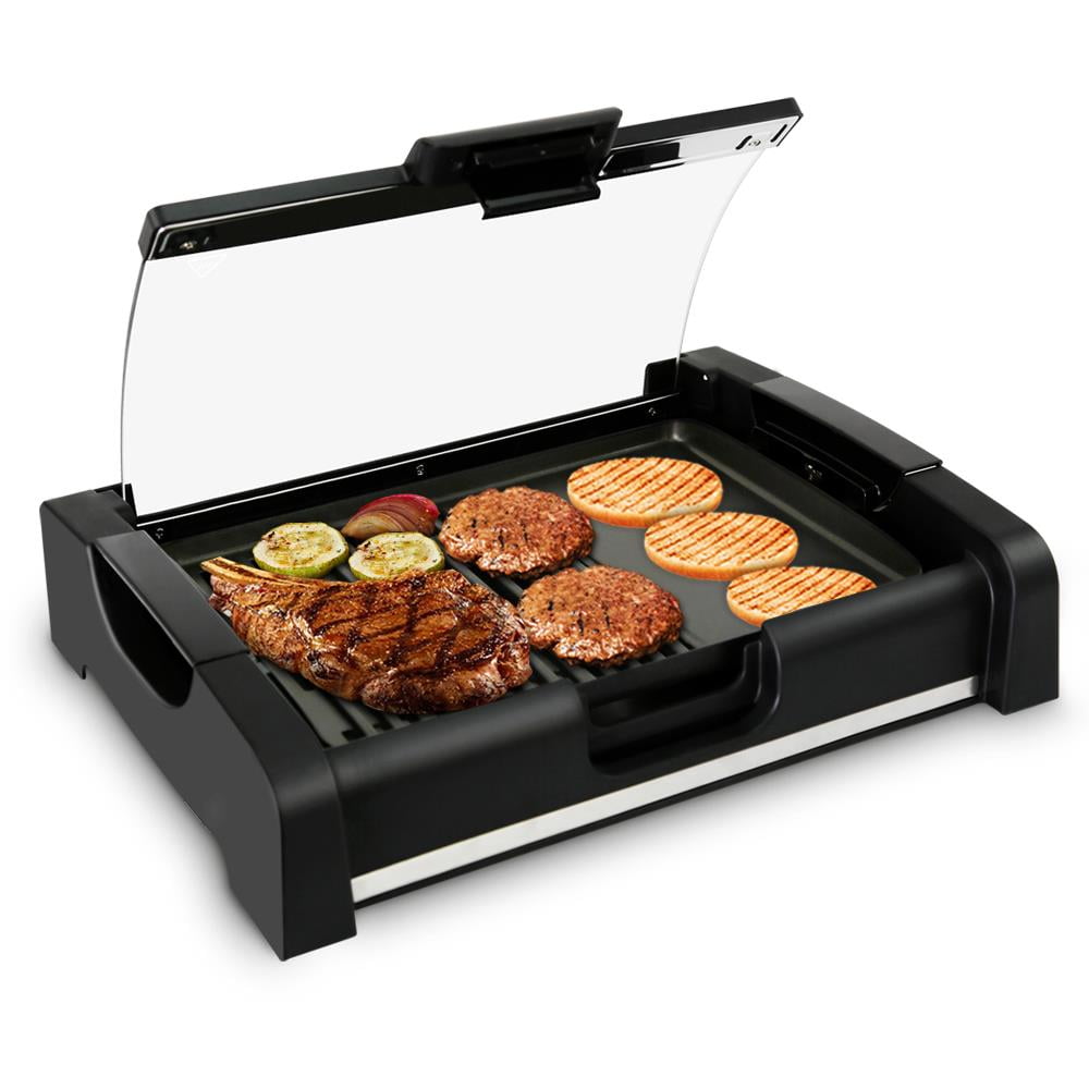 NutriChef Electric Grill & Griddle Cooktop with Glass Lid - Walmart.com