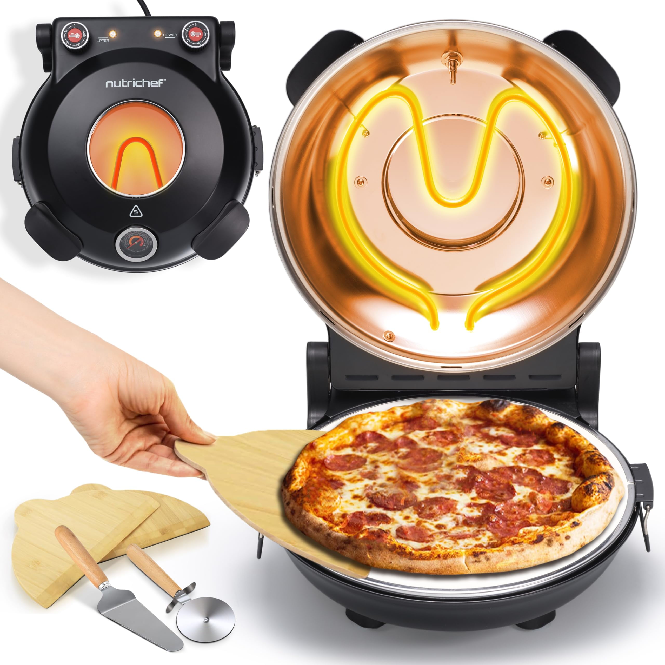 NutriChef Electric Pizza Oven | 1200W Countertop Pizza Maker with ...