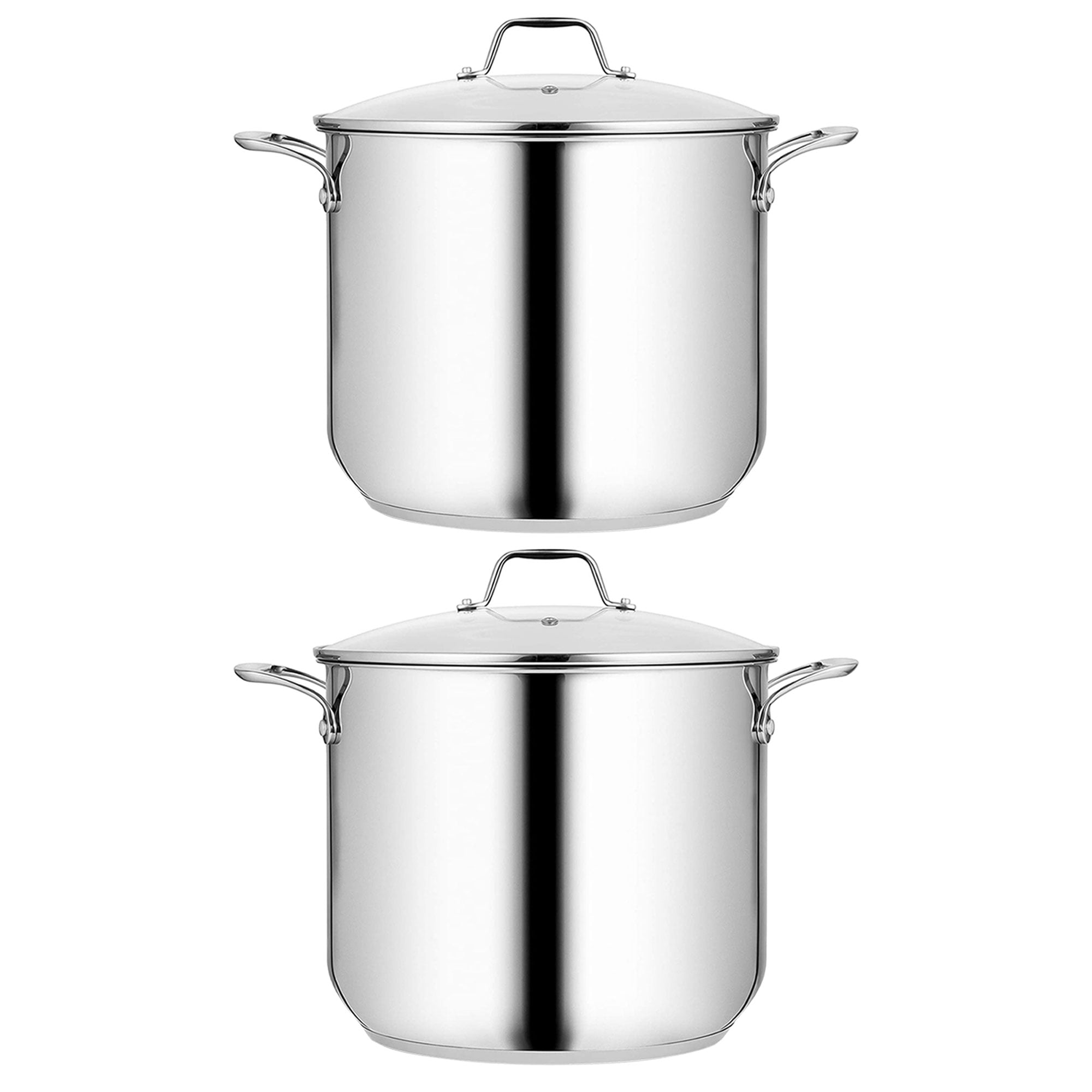 NutriChef Heavy Duty 19 Quart Stainless Steel Soup Stock Pot w/Lid (2 ...