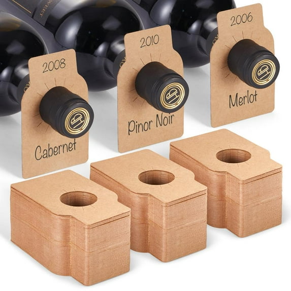 NutriChef Kraft Wine Bottle Tags for Cellar Collection, 200 Pcs ...