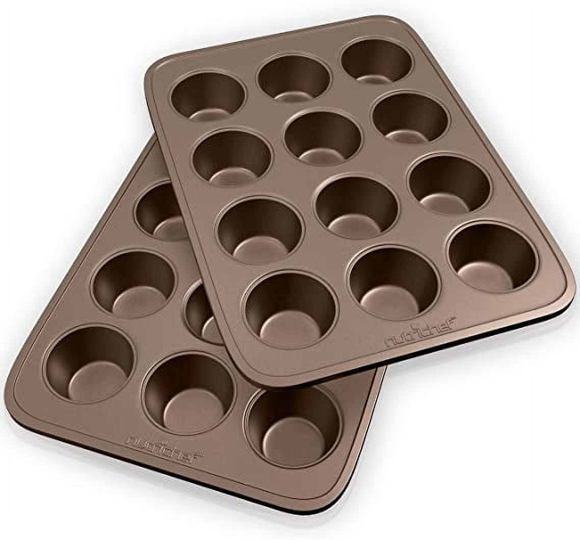 NutriChef Non-stick Carbon Steel Muffin Pans - Pair of Cupcake Cookie ...