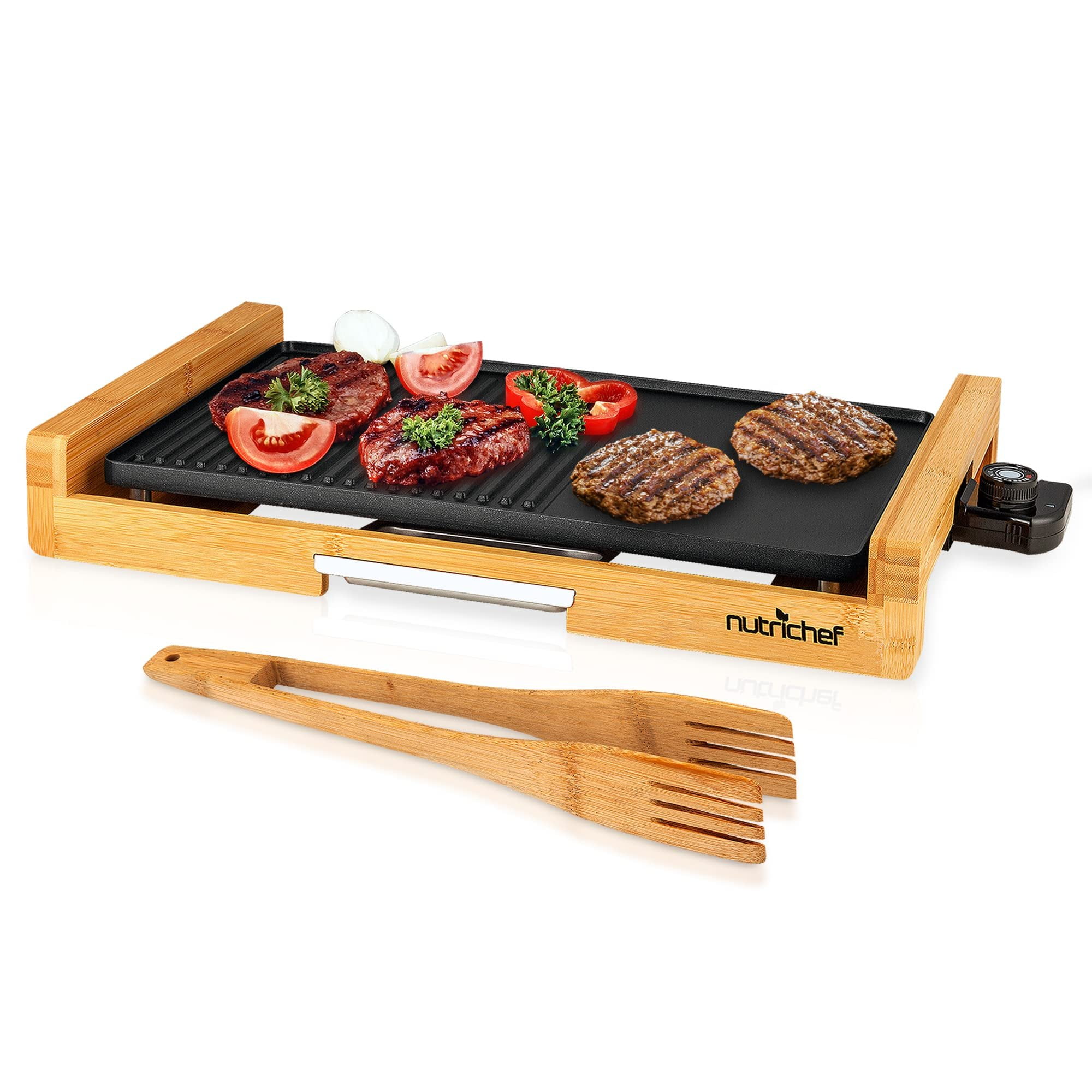 NutriChef Non-stick Plate, Removable Grill & Griddle Plate, Smokeless ...