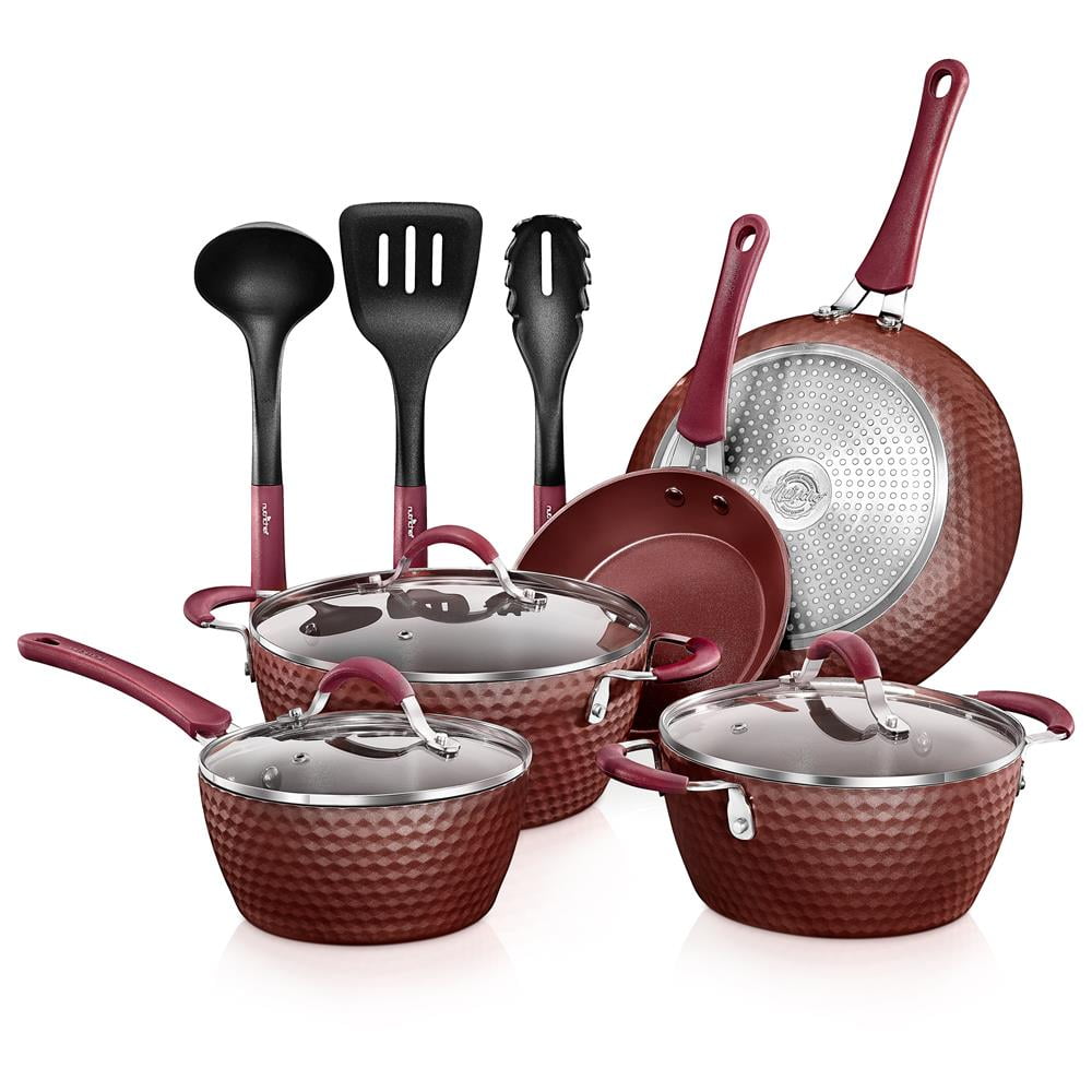 NutriChef Nonstick Cookware Excilon Home Kitchen Ware Pots & Pan Set 11 ...