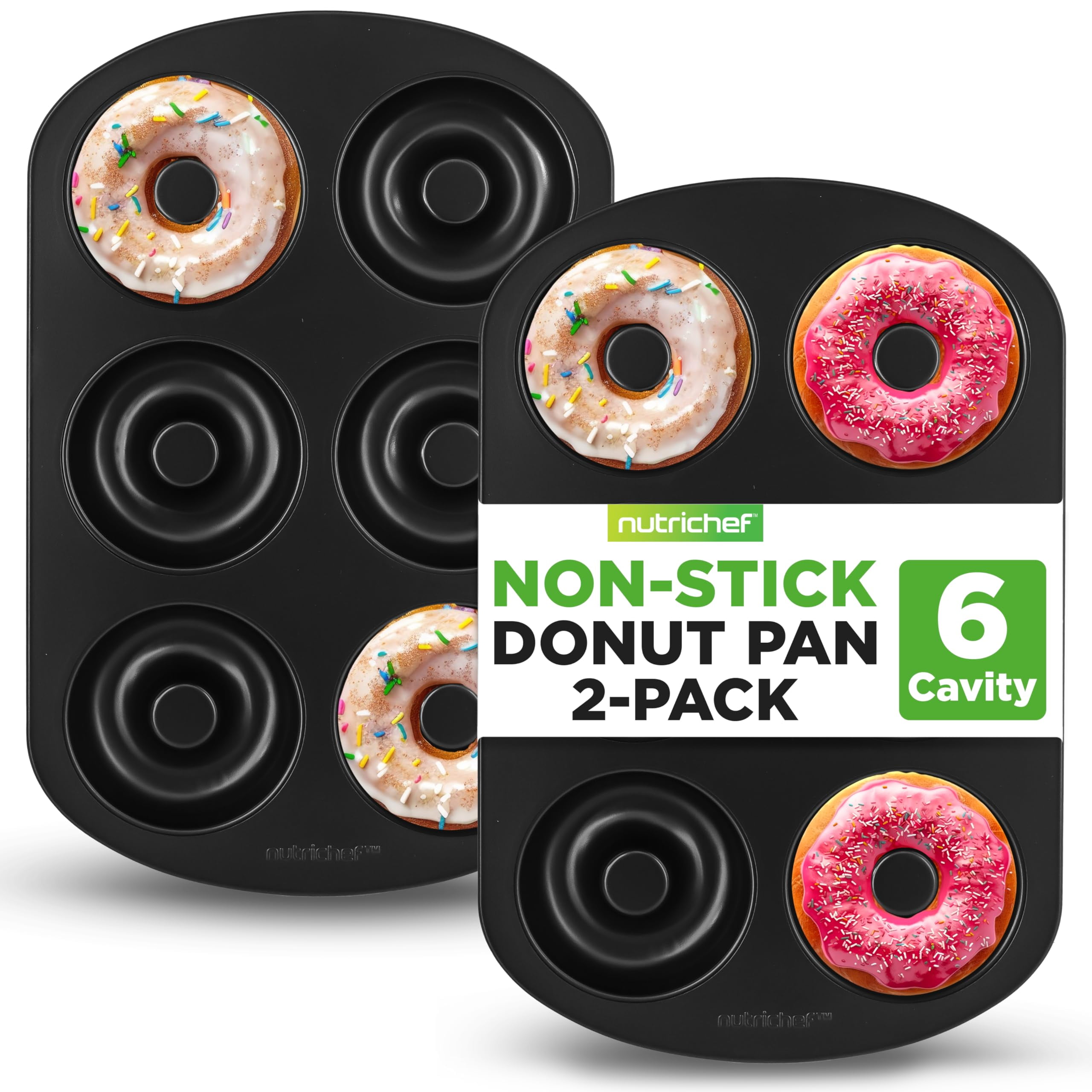 NutriChef Nonstick Donut Pans for Baking | 6 Durable & Easy to Clean ...