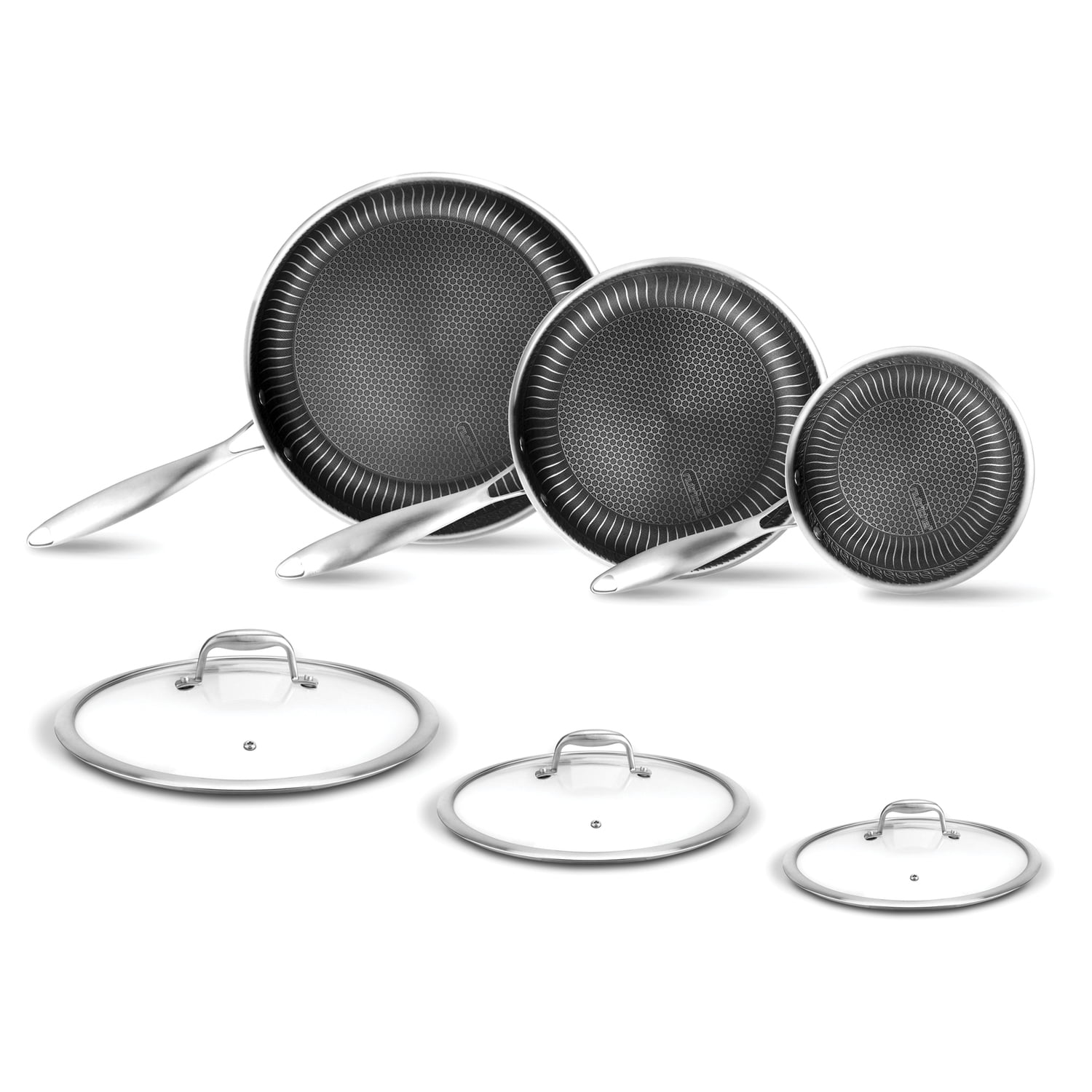 NutriChef Nonstick Tri Ply Copper Kitchen Cookware Pan Set, 6 Piece ...