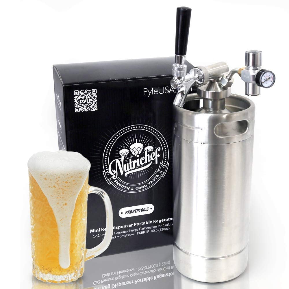 NutriChef Pressurized Growler Tap System - Stainless Steel Mini Keg ...