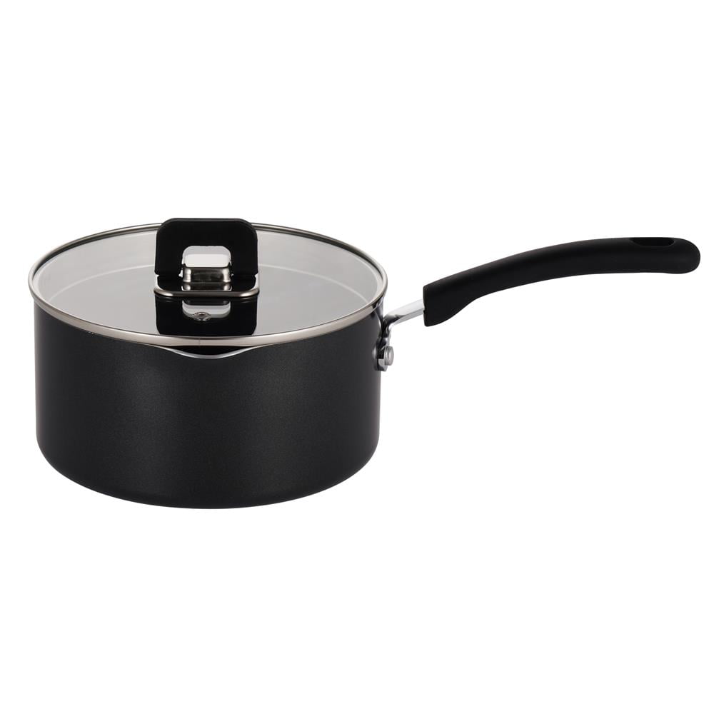NutriChef Non-Stick 1.5 Quart Saucepan Pot with Lid and Foldable Knob ...