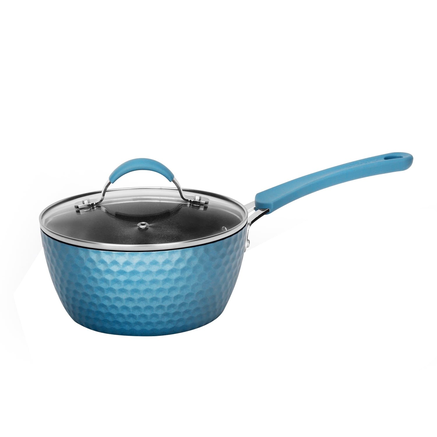 NutriChef Non-Stick Saucepan Pot with Lid, Diamond Pattern, 1.7 Quart ...