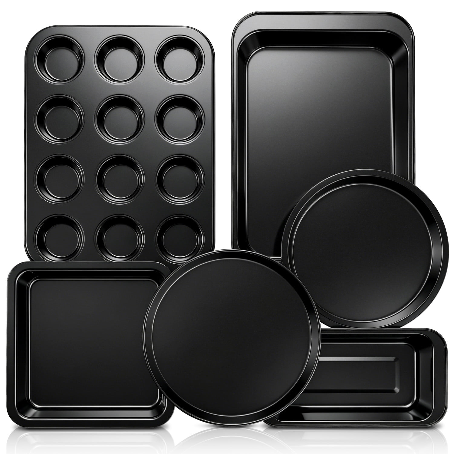TINANA Nonstick Bakeware Set 6 Pcs, Stackable Carbon Steel Baking Pan ...