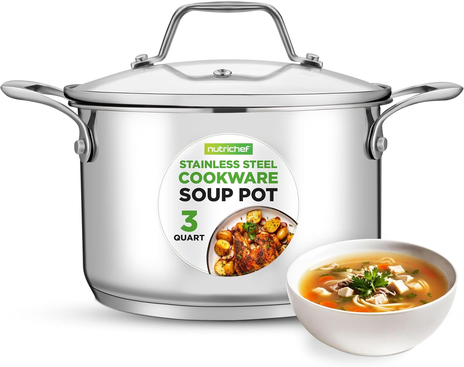 Stainless Steel Stock Pot-18/8 Food Grade Heavy Duty Induction-Large ...