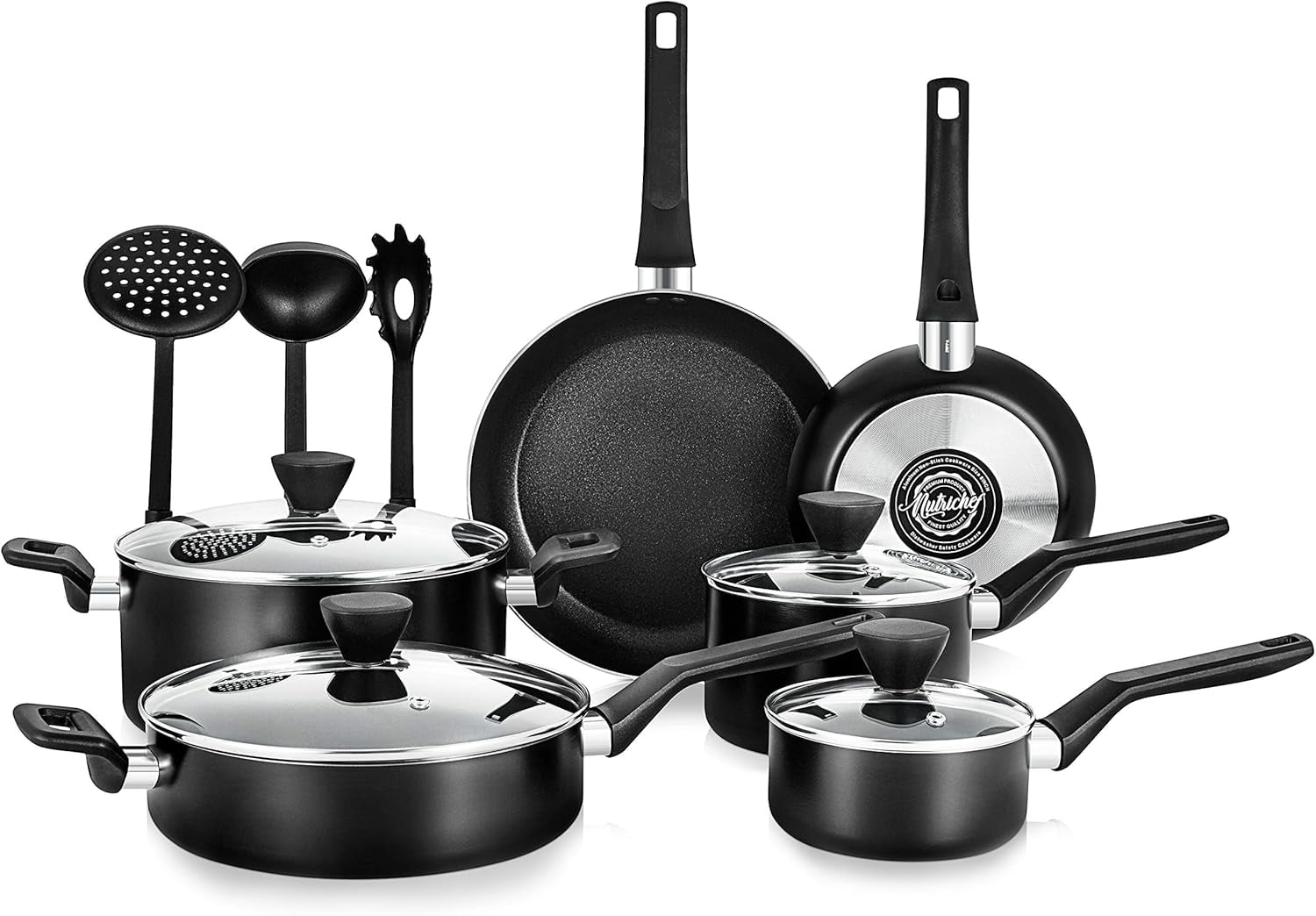 NutriChefKitchen 13-Piece Nonstick Cookware Set - PTFE/PFOA/PFOS Free ...
